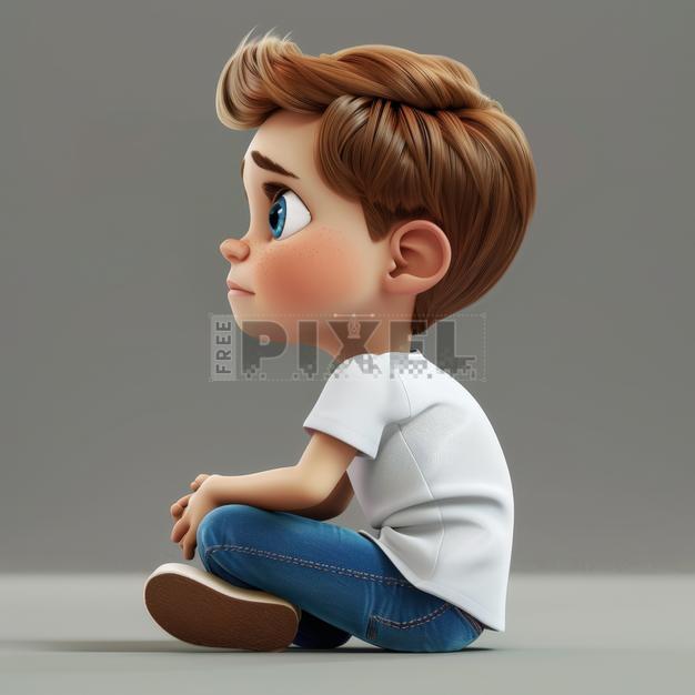 Free 3D Images - 3D Animated Cartoon Boy Character Sitting On The Floor ...