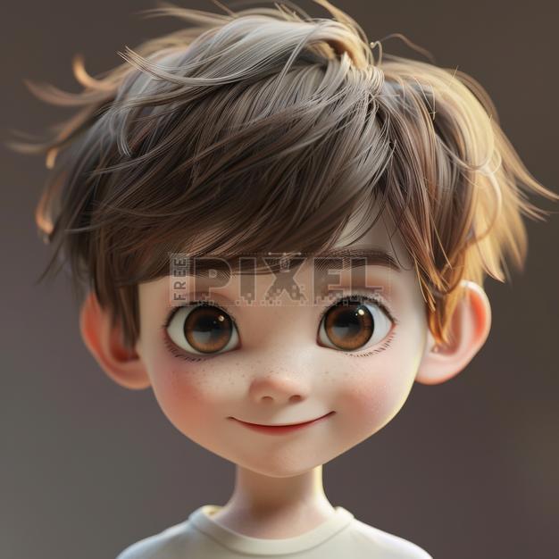 Free 3D Images - Cute 3D Animated Cartoon Boy Character With Messy Hair ...