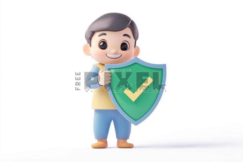 Free 3D Images - 3D Cartoon Boy Character Showing Check Mark Shield ...