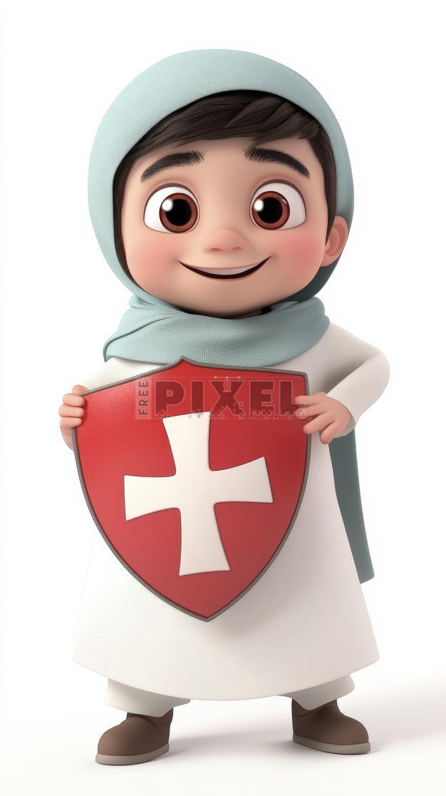 Free 3D Images - 3D Cartoon Muslim Child Character Holding Medical ...