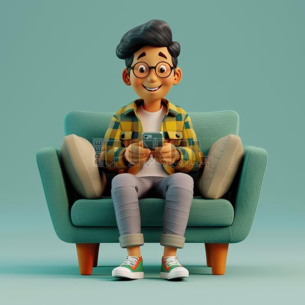 Free 3D Images - 3D Cartoon Boy Character Sitting On Couch With ...