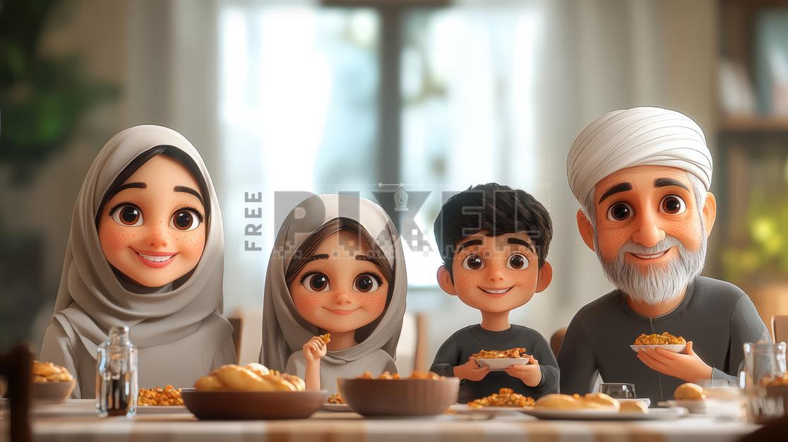 Muslim Family Cartoon Picture