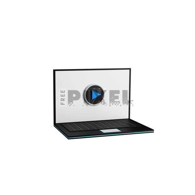 Free 3D Images - 3D Style Play Button In Laptop Screen Grey And Blue ...