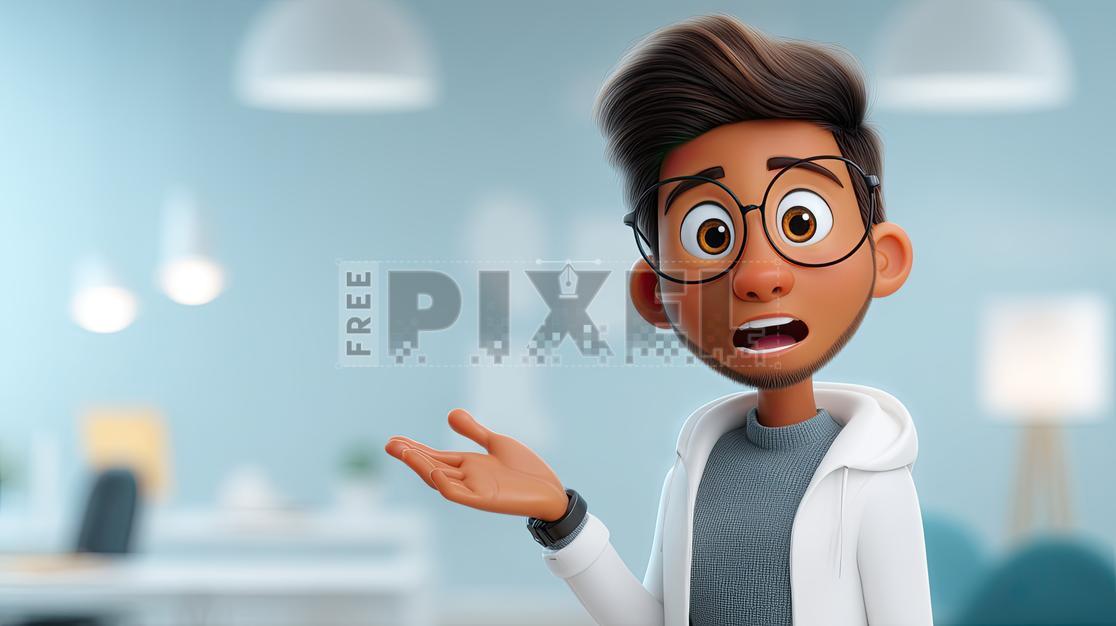 Free 3D Images - Cartoon Character In Office Setting | FreePixel.com