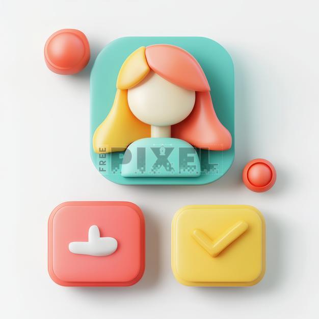 Free 3D Images - 3D Female With Check Mark For Social Media Icon ...