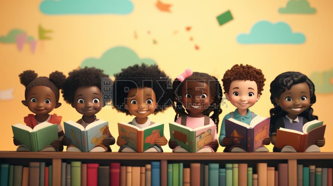 Free 3D Images - African American Children Reading Books Together ...