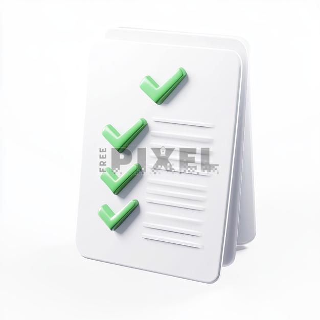 Free 3d - Checklist With Green Checkmarks | FreePixel.com