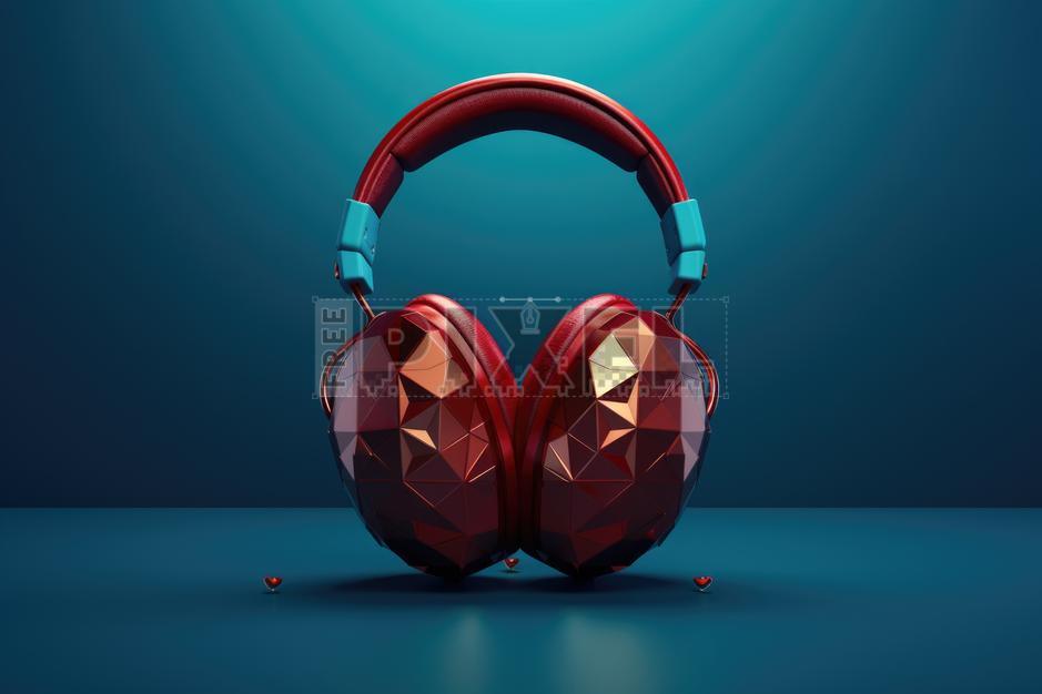 Free 3d - Red Headphones With A Triangle Pattern - 3D Computer ...
