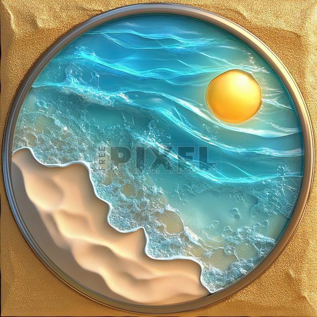 Free 3D Images - Beach Scene With Sunny In Circular Shape 3D Style For ...