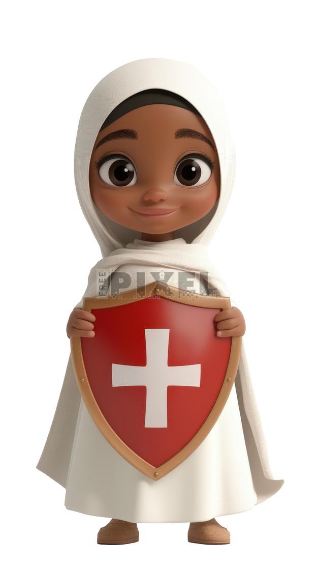 Free PNG - 3D Cartoon African Muslim Girl In Hijab Showing Medical ...