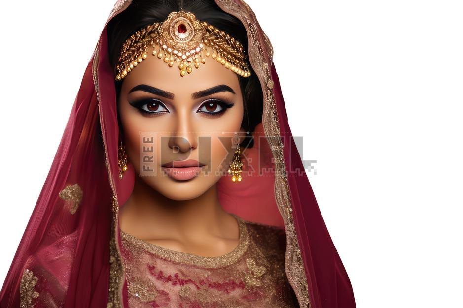 Free PNG - Close-Up Stunning Indian Woman Adoraned With Gold Jewelry In ...