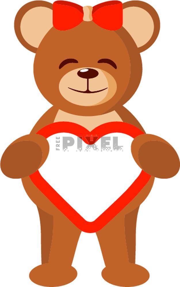 Free Icons - Bear Character Holding Heart Vector In Flat Style ...