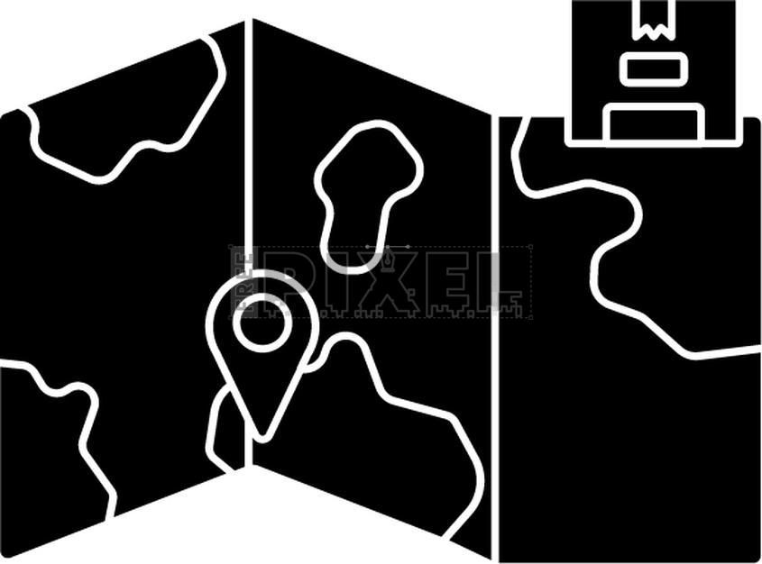 Free Icons - Black And White Parcel Tracking Map Icon. | FreePixel.com