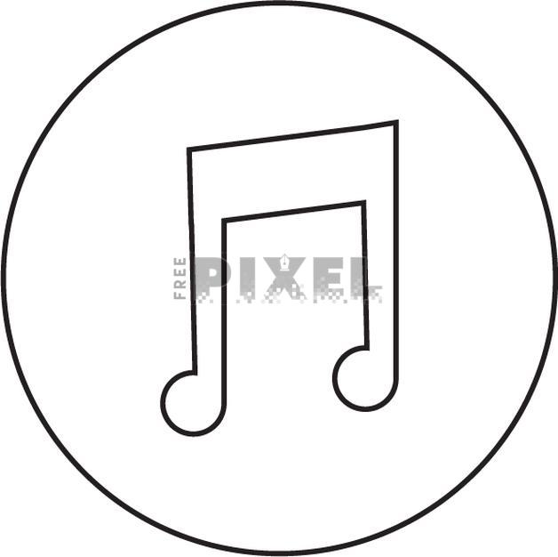 Free Icons - Black Line Art Music Note On Circle. | FreePixel.com