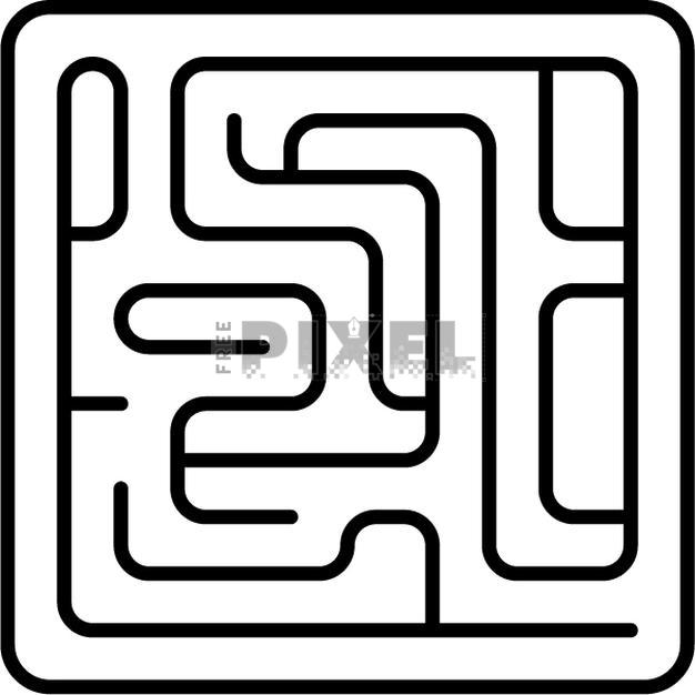 Free Icons - Black Outline Illustration Of Maze Icon. | FreePixel.com