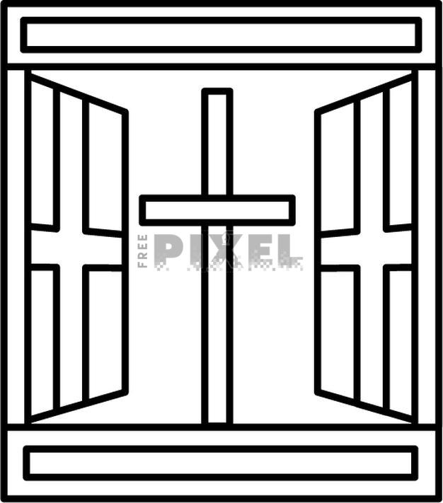 Free Icons - Black Outline Open Window With Christian Cross Icon ...