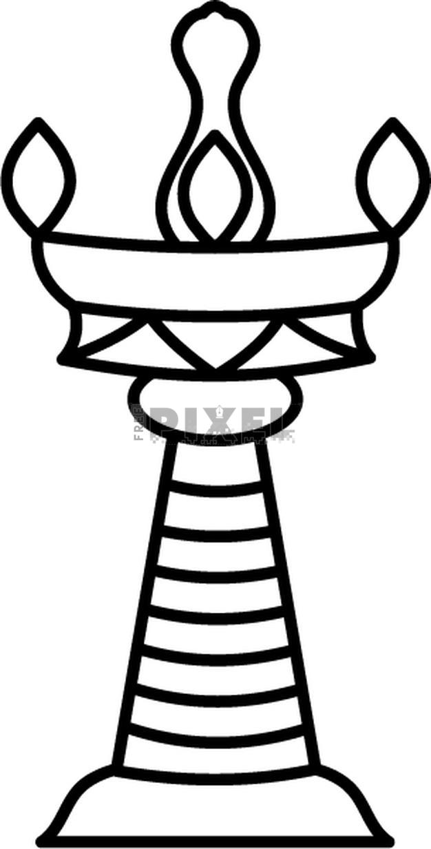 Free Icons - Burning Ancient Oil Lamp (Diya) Stand Black Outline Icon ...