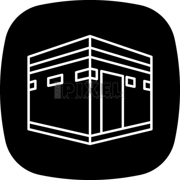 Free Icons - B&W Color Kaaba Mecca Icon. | FreePixel.com