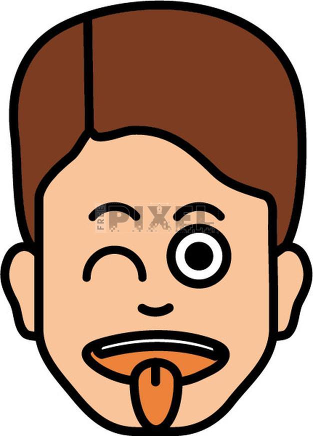Free Icons - Cartoon Man Winking An Eye With Tongue Out On White ...