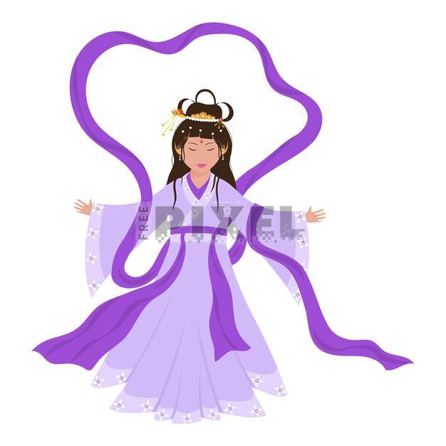 Free Icons - Character Of Chinese Goddess Wearing Purple Costume On ...