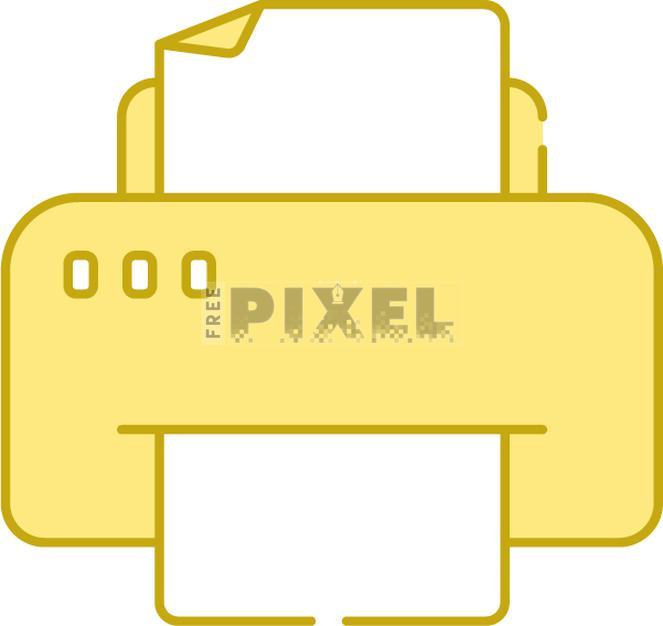Free Icons - Flat Style Printer Icon In Yellow And White Color ...