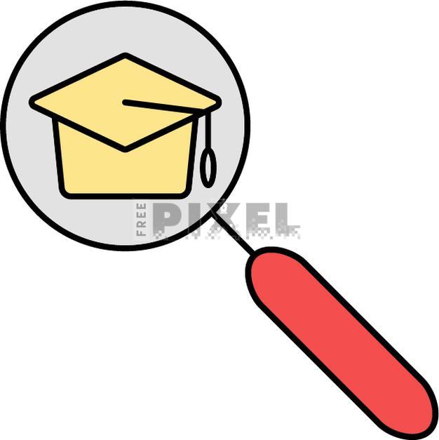 Free Icons - Graduation Cap With Magnifying Glass Icon In Yellow And ...