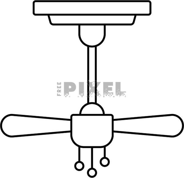 Free Icons - Illustration Of Ceiling Fan Icon In Black Outline ...