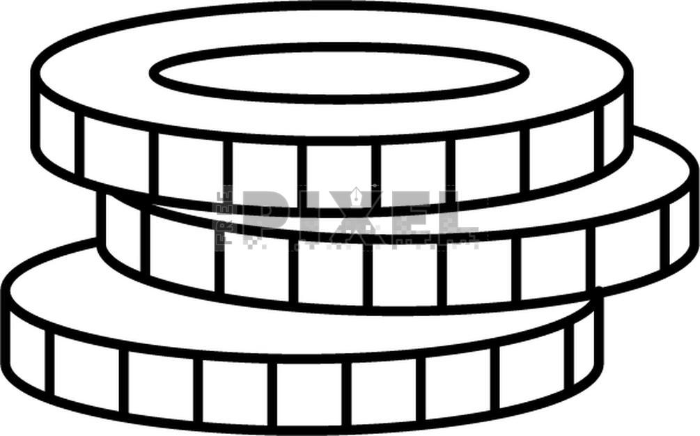 Free Icons - Isolated Coin Stack Icon In Black Outline. | FreePixel.com