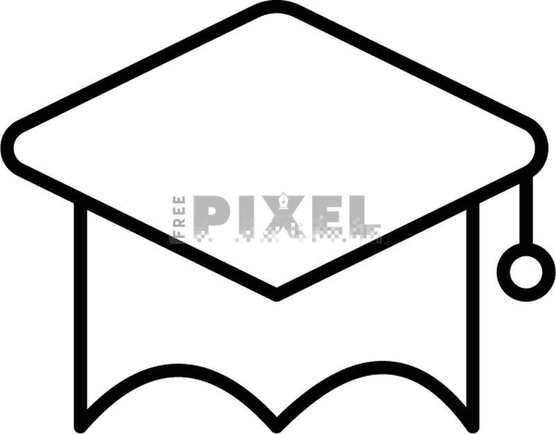 Free Icons - Isolated Graduation Cap Icon In Black Outline. | FreePixel.com