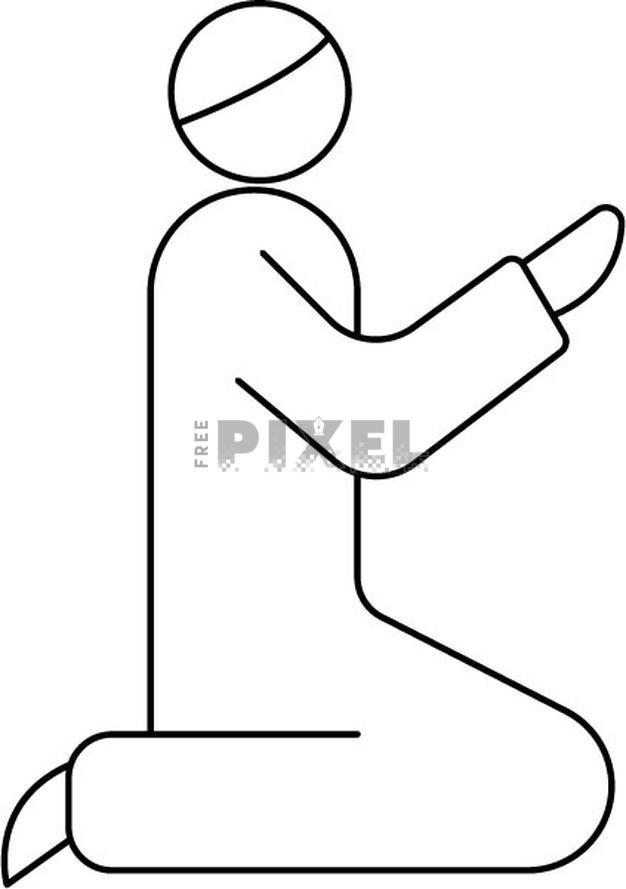 Free Icons - Line Art Illustration Of Muslim Man Praying In Sitting ...