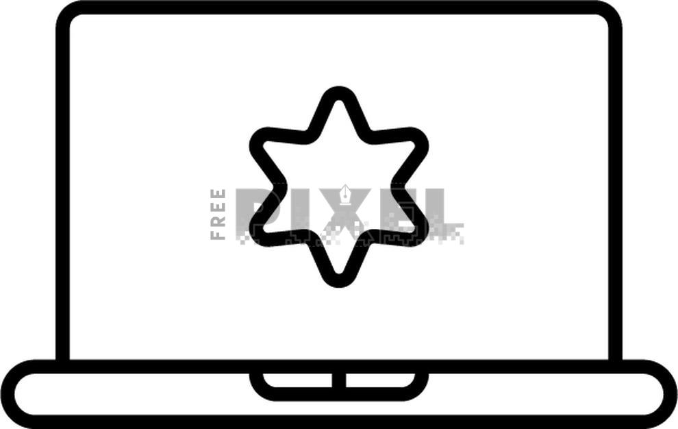 Free Icons - Star Symbol In Laptop Screen Black Outline Icon ...