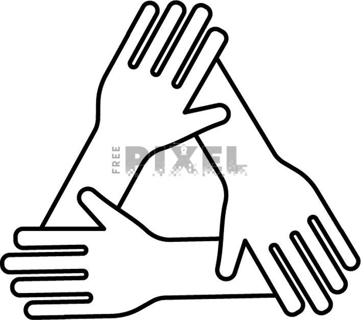 Free Icons - Teamwork Or Together People Hands Icon In Black Line Art ...