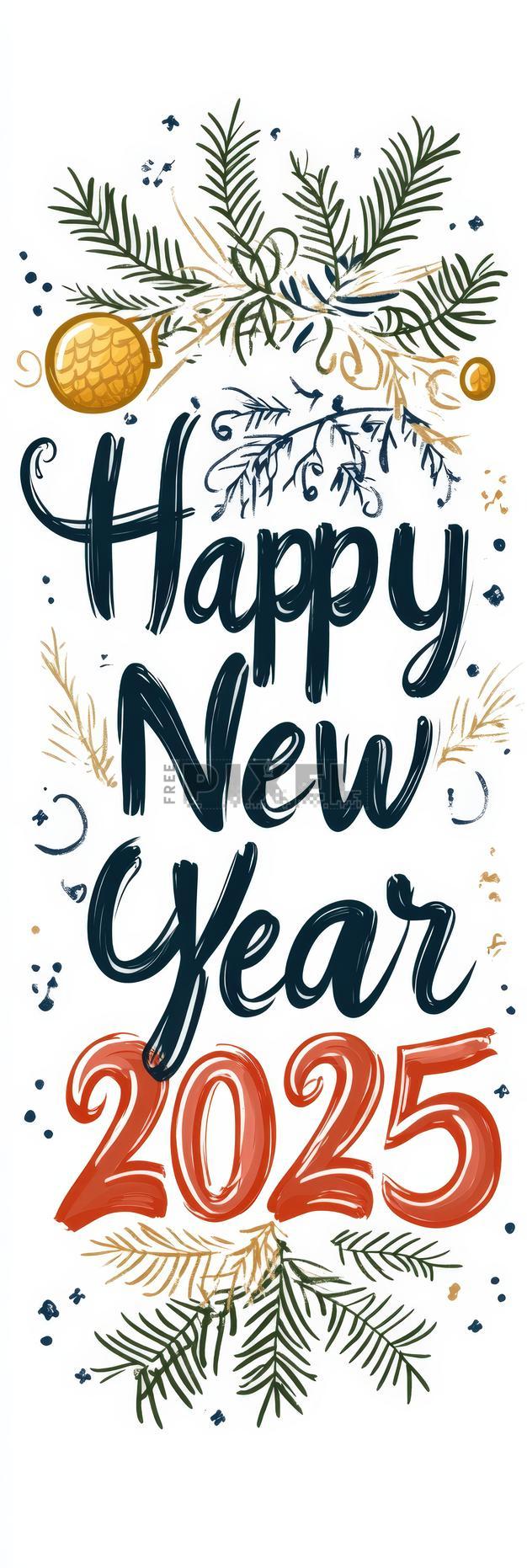 Free Illustrations - Happy New Year 2025 Greeting Card For Celebration ...