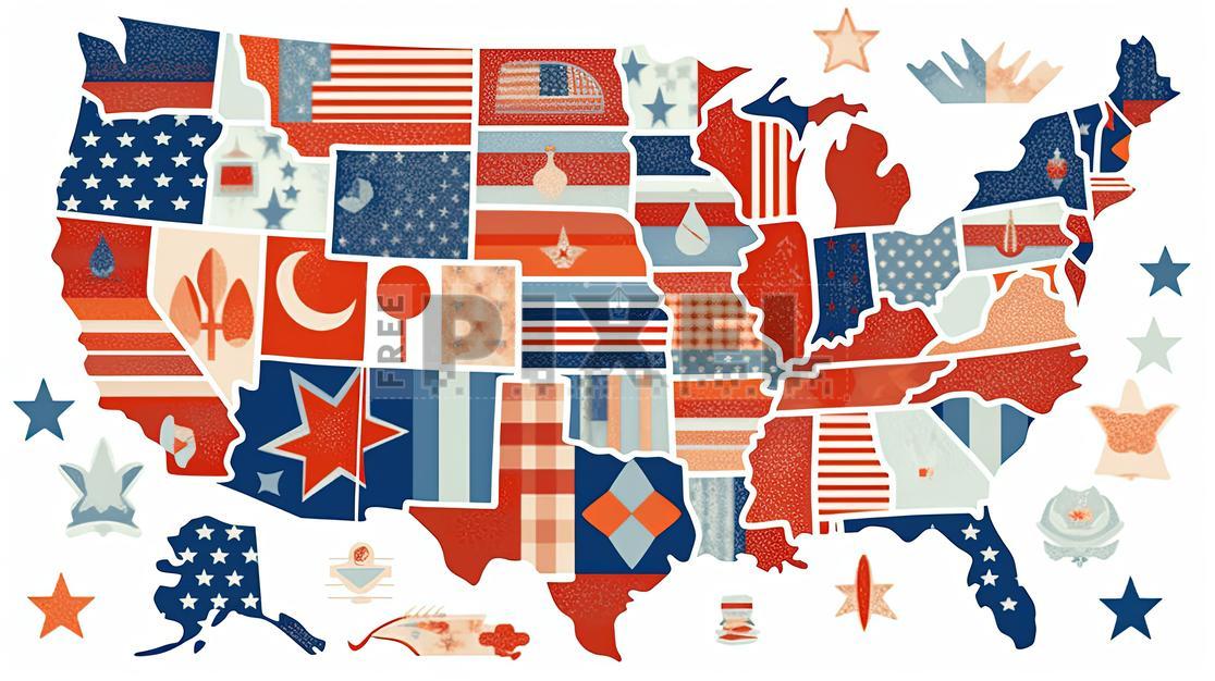 Free Illustrations - 2D Style American Flag Icon Or Symbol Of Countries ...