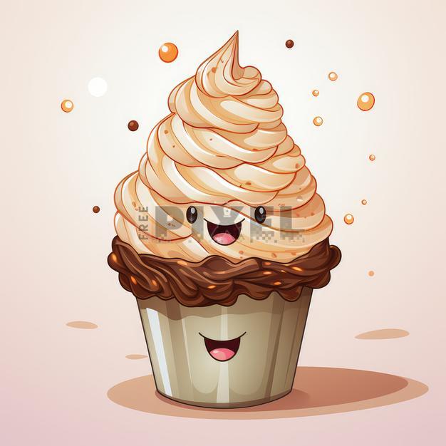 Free Illustrations - Adorable Illustration Of A Cream Puff On A Cup ...