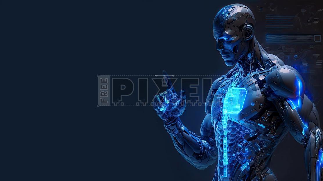 Free Illustrations - A Cyborg 3D Illustration With Dramatic Futuristic ...