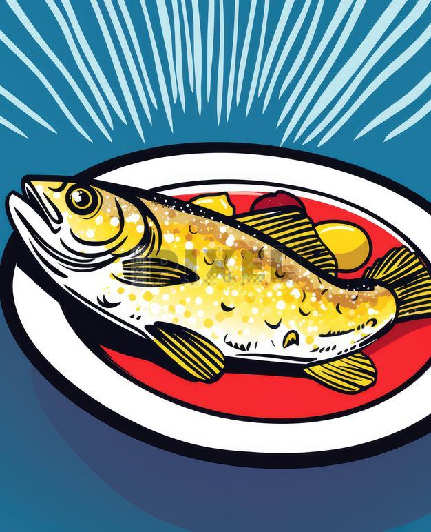 Free Illustrations - Fresh Catch - A Large Broiled Fish On A Plate ...