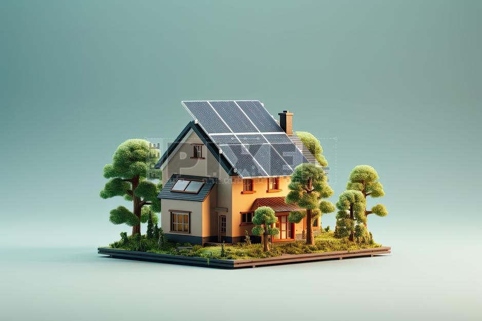 Free Illustrations - A Charming Miniature Solar House With A Pointed ...
