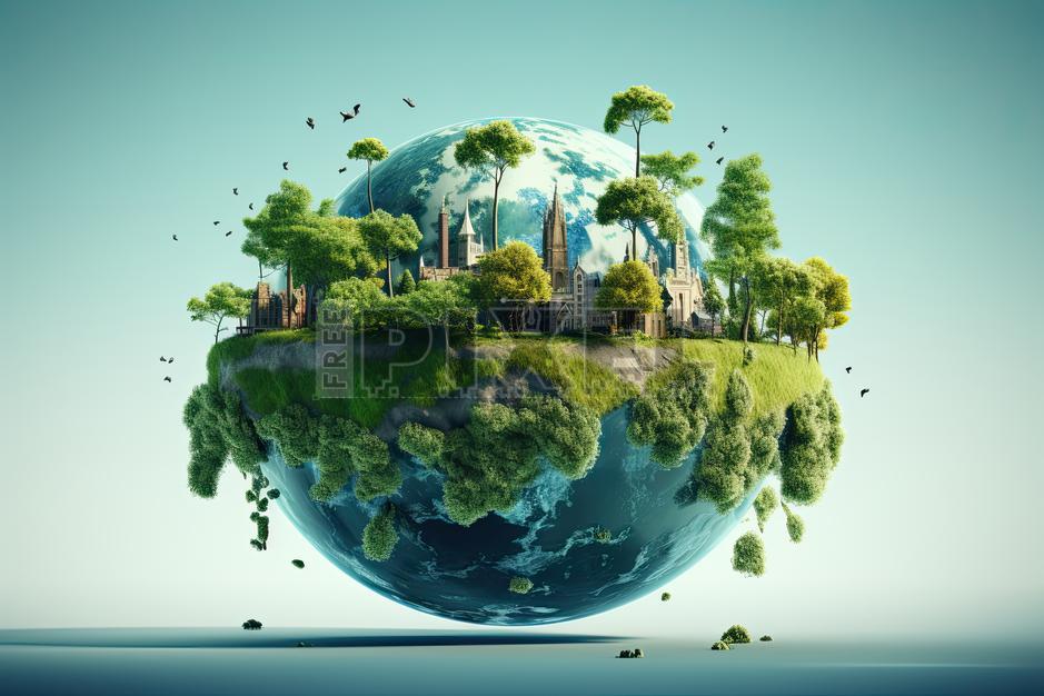 Free Illustrations - A Whimsical World - Earth Inside A Glass Globe ...
