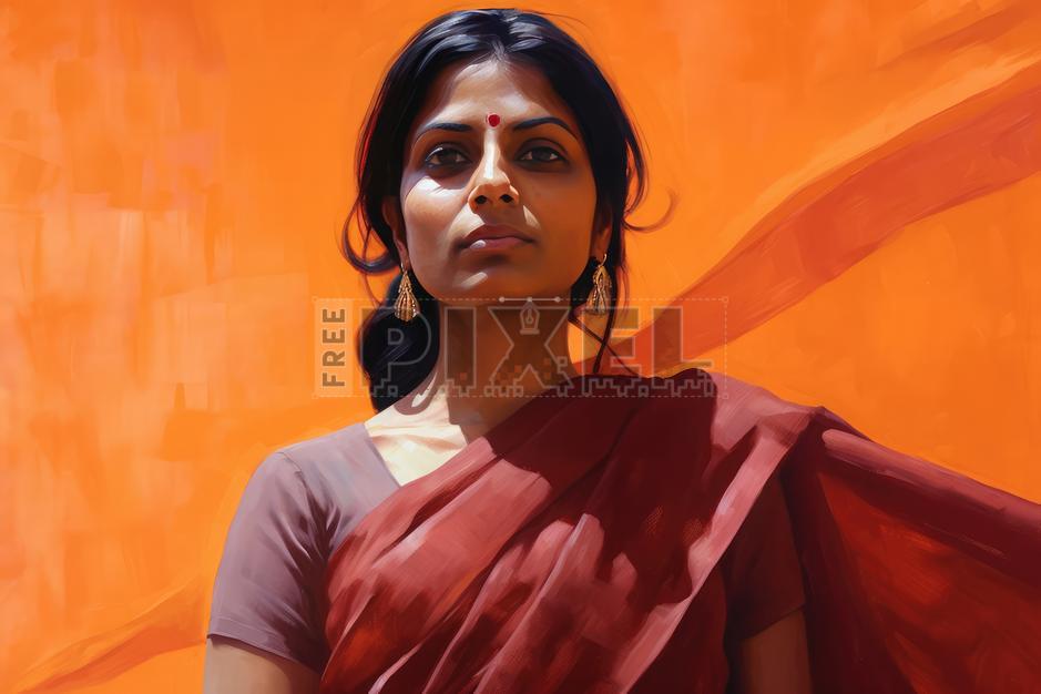 Free Illustrations - An Indian Woman Wearing Traditional Indian Garb ...