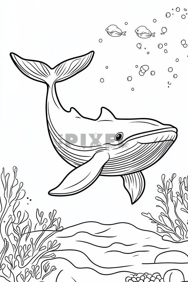 Free Illustrations - Whale Fish Swimming In Ocean Coloring Page For ...