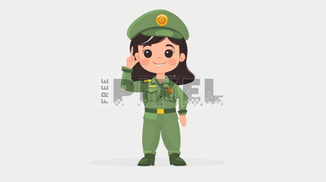 Female Army Officer Cartoon