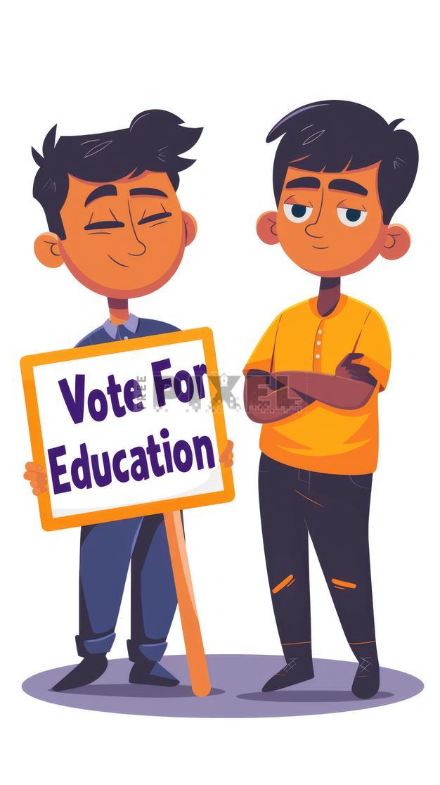 Voting Cartoon Boy Premium Vector | The Girl And The Boy In The Voting
