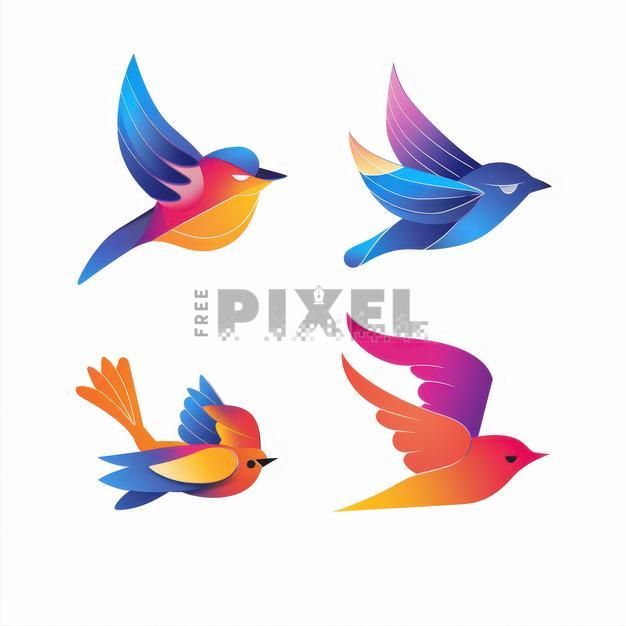 Free Illustrations - Colorful Birds In Flight | FreePixel.com