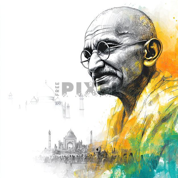 Free Illustrations - Happy Gandhi Jayanti Celebration With Mahatma ...