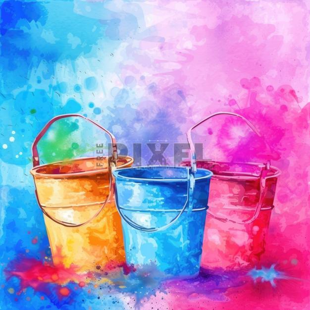 Free Illustrations - Colorful Paint Buckets Background During Holi ...