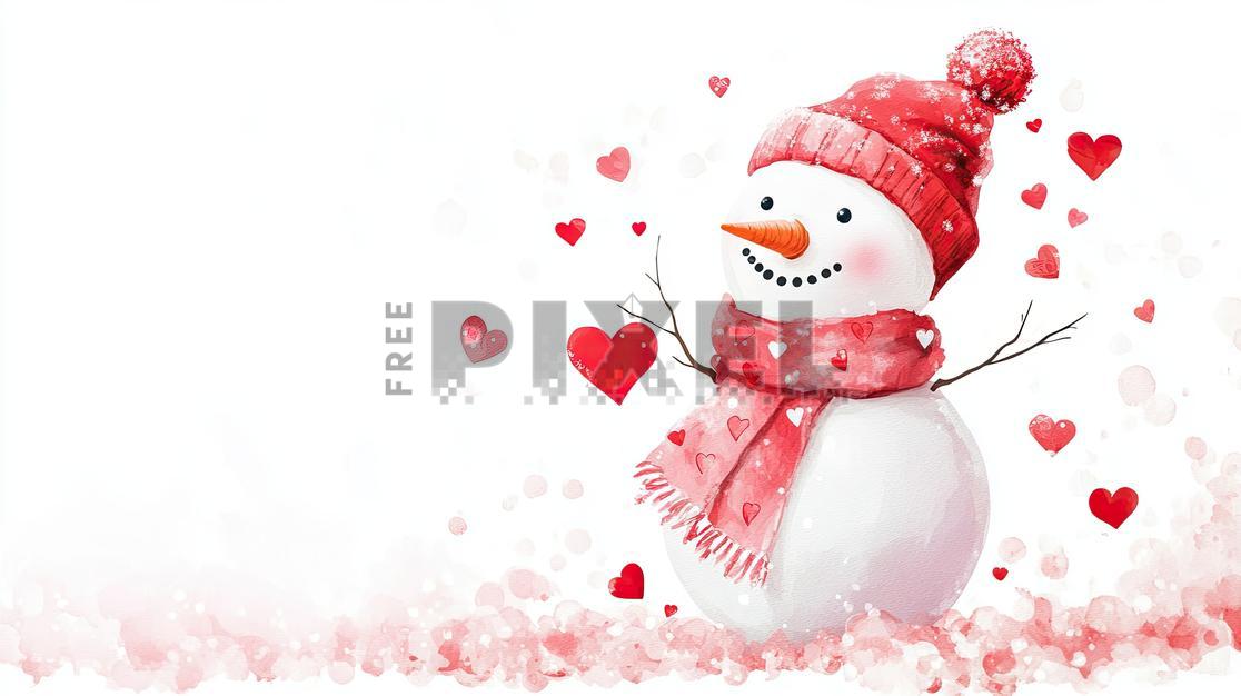 Valentine Snowman Clip Art