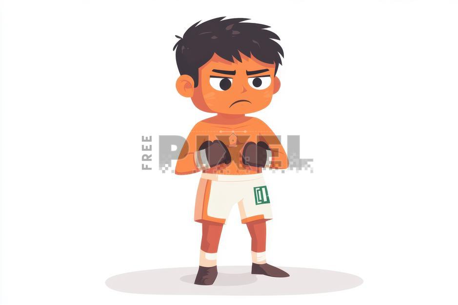 Free Illustrations - Cartoon Boy Boxer Character Ready To Fight ...