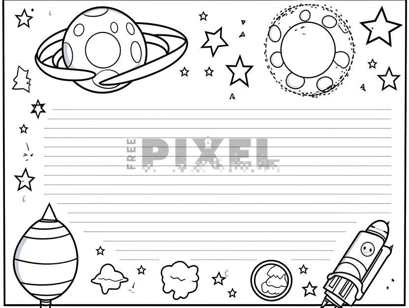 Free Illustrations - Outer Space Themed Journal Printable Lined Page ...