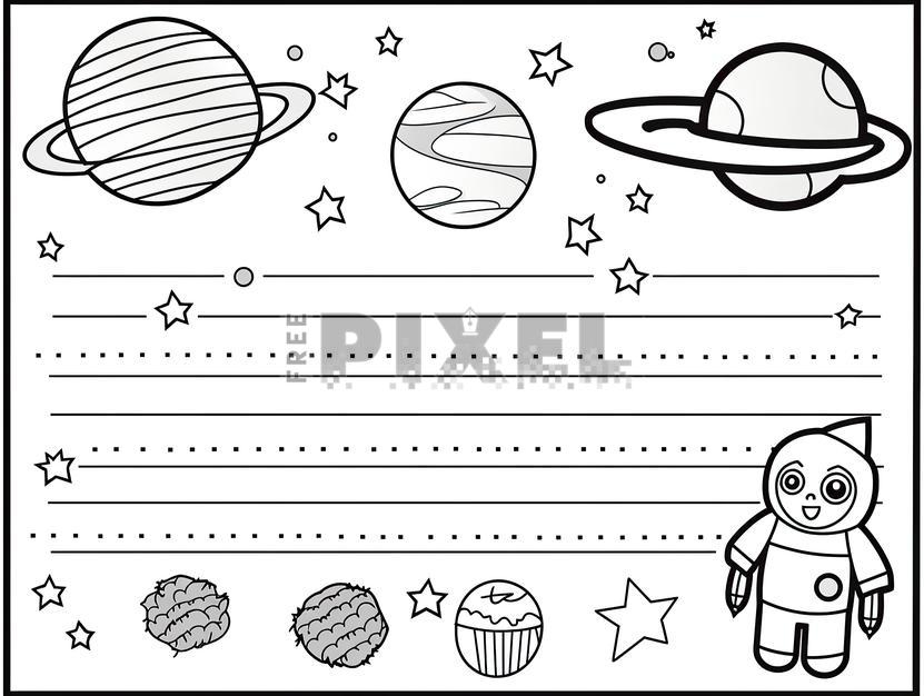 Free Illustrations - Outer Space Themed Journal Printable Lined Page ...